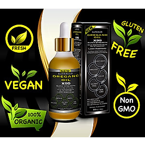 Oregano Oil Drops Super Strength - 1,000 Servings, Food Grade, Pure Undiluted Wild Mediterranean Oil of Oregano Extract, 1.69 oz (Large)