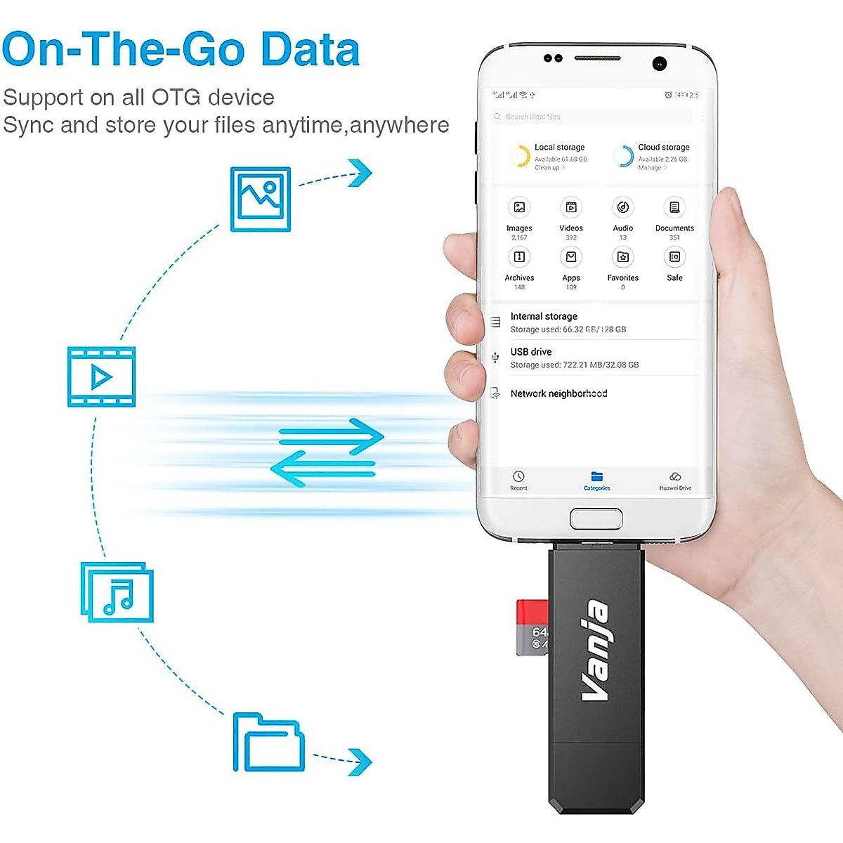 Vanja SD Card Reader, Micro SD to USB OTG Adapter Micro USB Portable Memory Card Reader for SD TF SDXC SDHC MMC RS-MMC Micro SD Micro SDXC Micro SDHC Card and UHS-I Cards