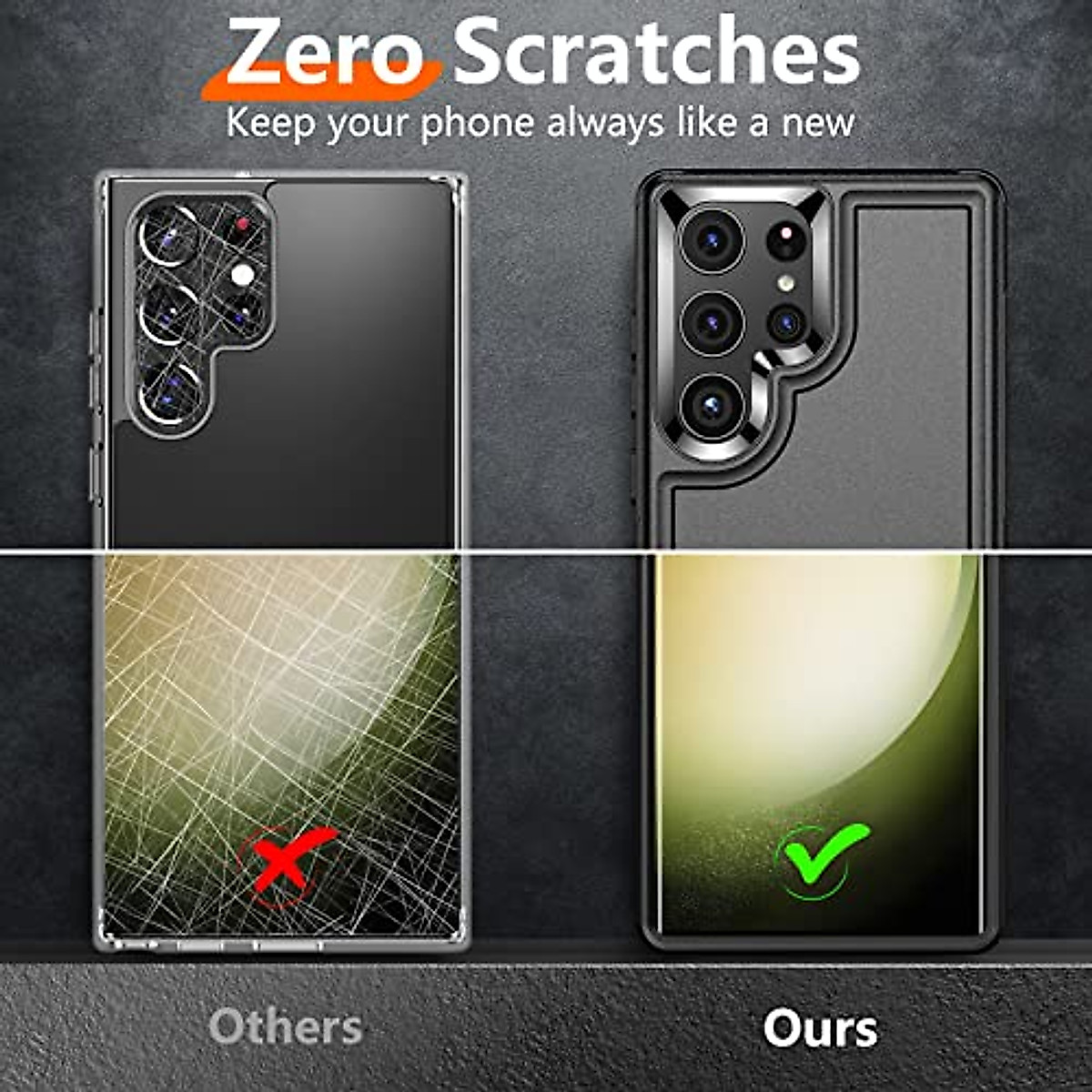 Red2Fire for Samsung Galaxy S23 Ultra Case, [Military Grade Shockproof] with 2Pcs [Soft Screen Protector + Lens Protector] Heavy Duty Full Body Protection Phone Case for S23 Ultra Case 5G, Black