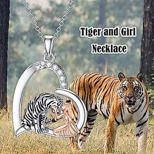 MEIDERBO Tiger Necklace for Women 925 Sterling Silver Tiger Jewelry Tiger Pendant Gifts for Women Mother Daughter