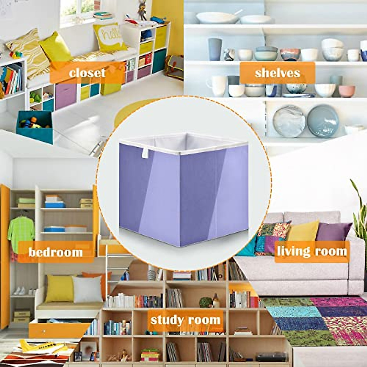 Kigai Periwinkle Blue Trendy Foldable Organizer Storage Bins Cube Baskets for Home Closet Drawers Shelf Toys -11*11*11in