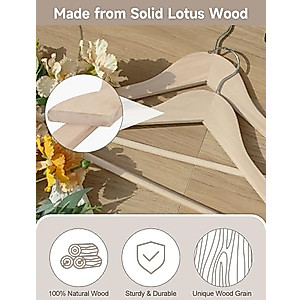 StorageWorks Coat Hanger, Lotus Wooden Clothes Hanger, Heavy-Duty Clothes Hangers, Natural Wood Hangers for Shirts, Jackets, Pants, Coats, Suits, Sweaters, 20 Pack