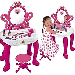Wolvolk Princess 2-in-1 Toddler Vanity Set with Piano - Unlock Creativity, Joy, and Music in One Experience a Kids Vanity Set with Mirror and Piano for Kids Ages 3-5