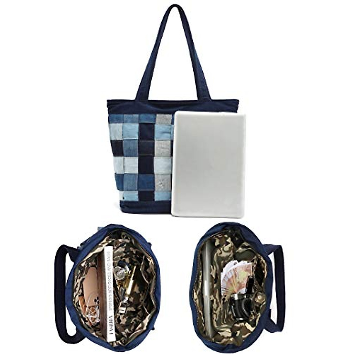 S-JACOL Denim Handbags Stripe-tape Casual Shoulder Bag (SJ0054)