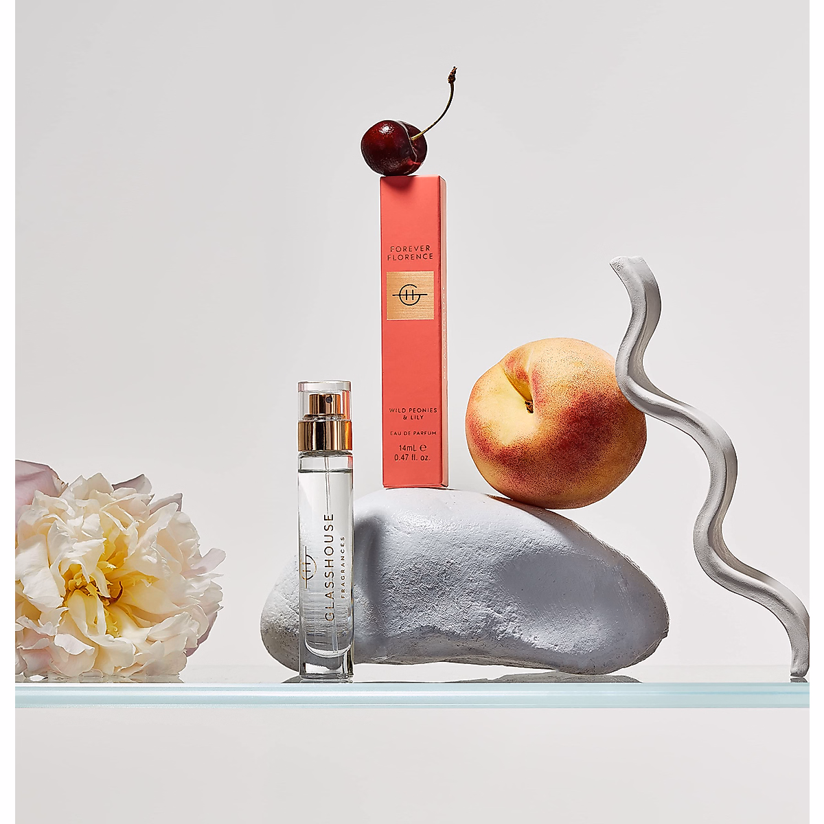 Glasshouse Fragrances Forever Florence Eau De Parfum, Intense & Long Lasting Perfume, Wild Peonies & Lily Scent, Travel Size Spray, 0.64 Fl Oz (14mL)