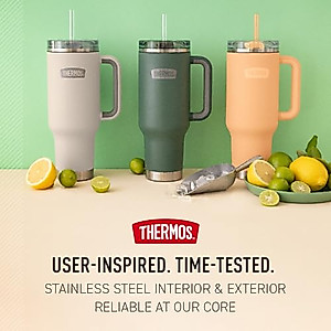 THERMOS Stainless Steel Cup Holder Mug - 40 Ounce, Sunset Pink - Insulated Tumbler with Lid and Straw, Plus Leak-Resistant Slide Lock