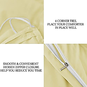 Bamboo Microfiber Duvet Cover Set - Soft Cooling Duvet Cover Queen Size 3 Pieces Hotel Bedding Comforter Cover with Zipper Closure & Corner Ties 90" x 90"