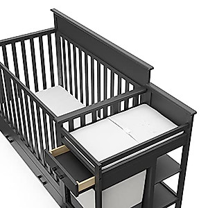 Storkcraft Arizona 4-in-1 Convertible Crib and Changer (Gray) – Crib and Changing Table Combo with Drawer, Converts to Toddler Bed, Daybed and Full-Size Bed, Storage Drawer