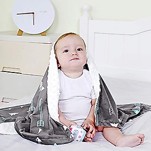 Baby Blanket for Boys Girls Baby Blankets Newborn,Super Soft Comfy,Patterned Minky with Double Layer,Dotted Backing, 30 x 40 Inch,Grey Arrow