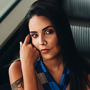 Sanfenly 9Pcs Dangle Nose Rings Hoops for Women Men 20G Stainless Steel Nose Piercing Jewelry Pink CZ Heart Moon Butterfly Dangling Nose Hoops Gold, Silver Tone