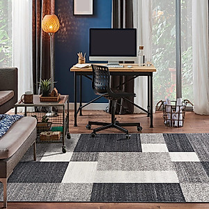 Rugshop Modern Boxes Design Non-Slip (Non-Skid) Area Rug 8 x 10 (7' 10" x 10') Gray