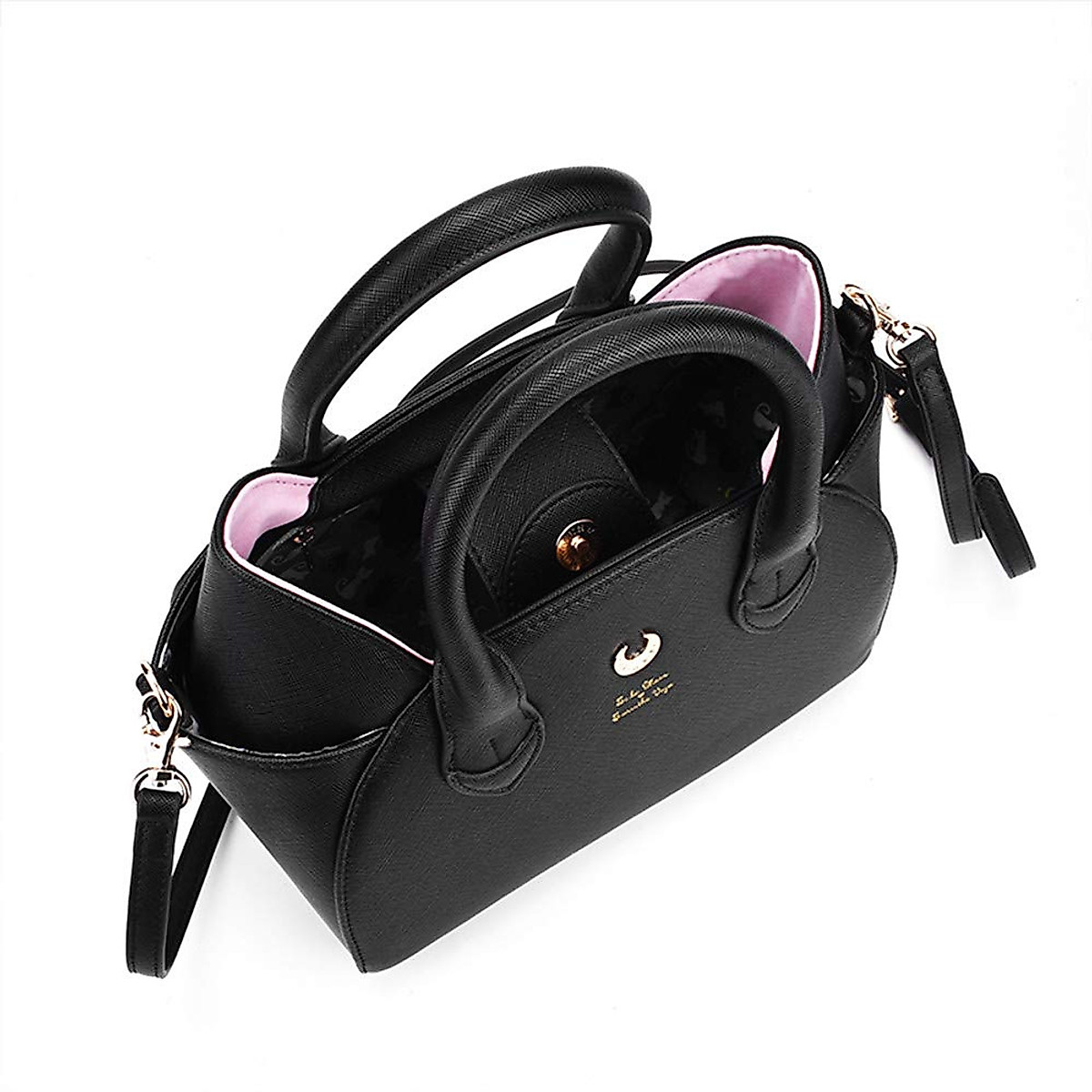 Women Top Handle Bags Cute Cat Ear Shoulder Bags Crossbody Bags(Black)