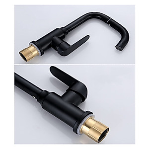 JEMITA Kitchen Faucet 304 Stainless Steel Black & Chrome Hot and Cold Mixer Sink Tap Deck Mount 360 Degree Swivel Kitchen Sink Faucets (Color : 02)