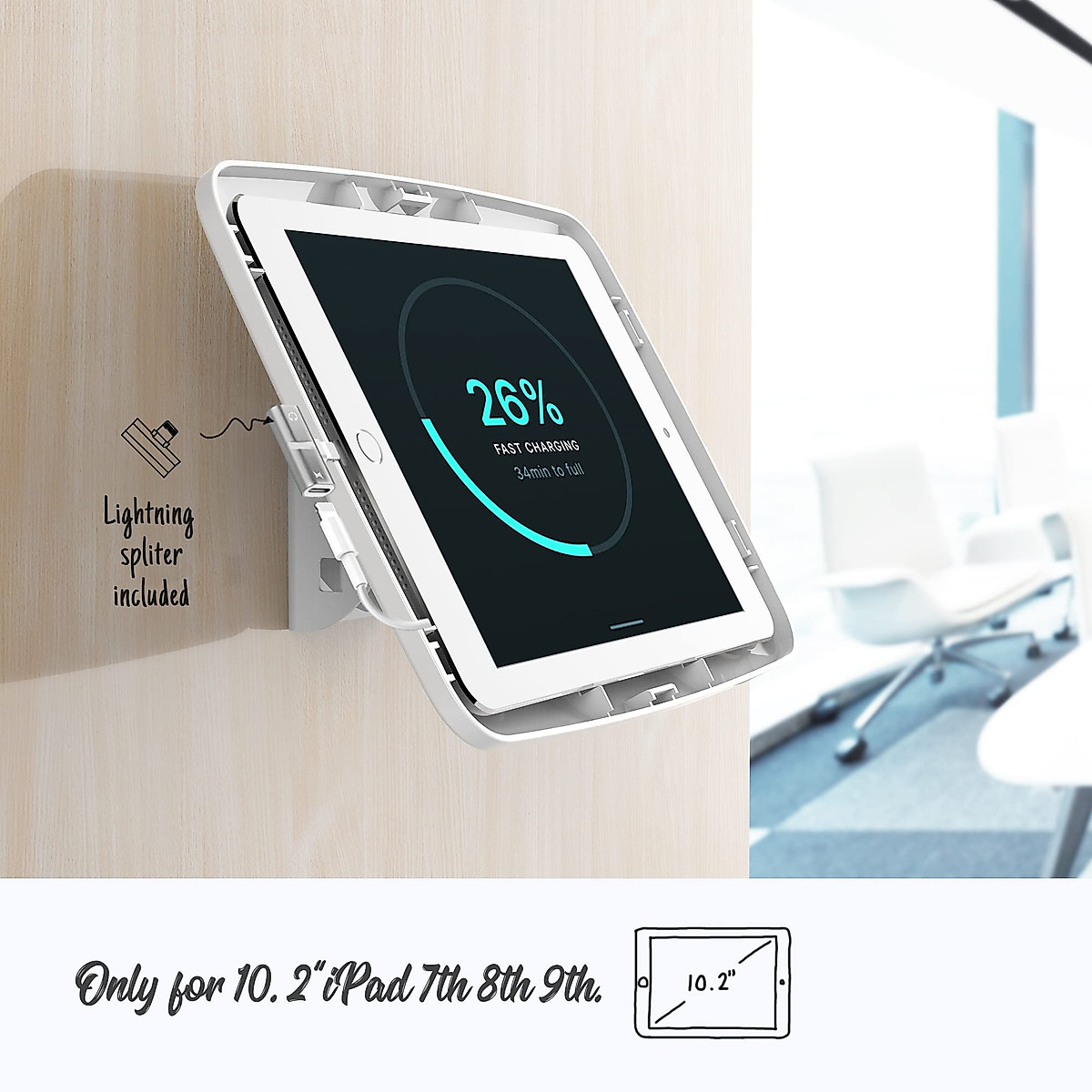 Beelta Tablet Wall Mount Compatible with 10.2 inch iPad 7th 8th 9th Gen Lockable Tiltable Anti Theft Security Adjustable