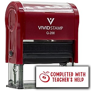 Vivid Stamp Completed with Teacher's Help Stamps for Grading Self-Inking Rubber Stamps (Red Ink) - Q-200