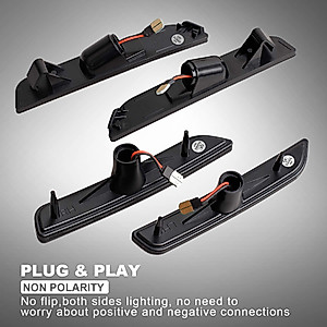 NDRUSH Front Amber LED Side Marker Lights Rear Red Bumper Sidemarker Lamps Reflectors Compatible with 2010-2014 Ford Mustang - Pack of 4