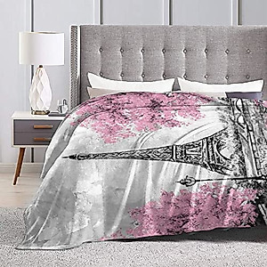 Perinsto Paris Eiffel Tower Throw Blanket Ultra Soft Warm All Season Decorative Fleece Blankets for Bed Chair Car Sofa Couch Bedroom 50"X40"