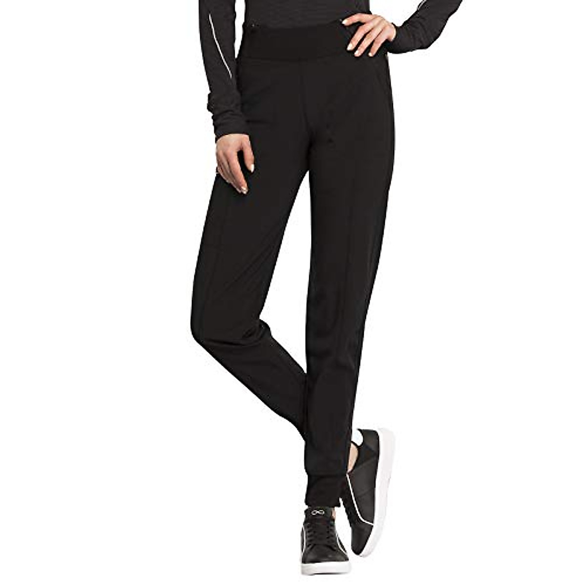 Jogger Scrub Pants for Women 4-Way Stretch with Mid Rise, Cargo Pocket, Superior Performance, and Comfort CK110A, S, Black