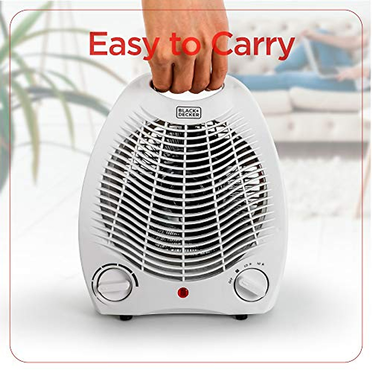 BLACK+DECKER Space Heater, for Office Desk, Home Office & Portable Desk, Personal Heater with 3 Settings, Desk Heater with Adjustable Thermostat, Black & White