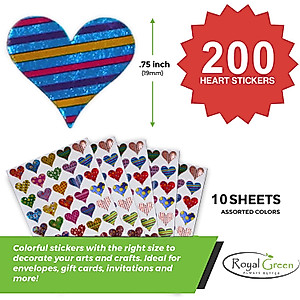 Royal Green Foil Heart Stickers in Gold Heart Shape Labels for Art and Crafts Permanent Adhesive - 400 Pack