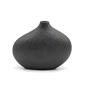 NEWQZ Decorative Vase, Small Black Ceramic Vase for Tabletop Decor, Stoneware for Floral Flower,4.7" H