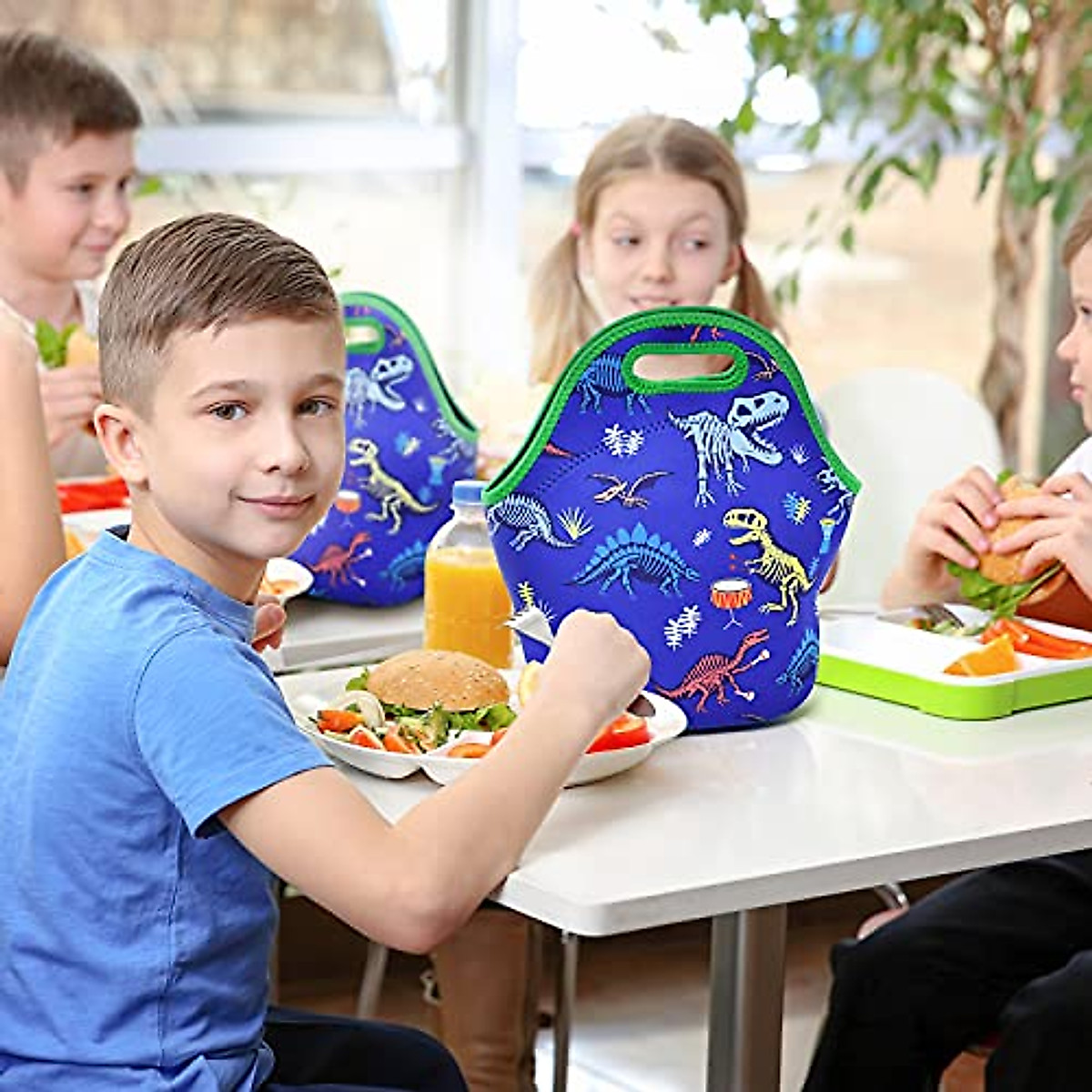 Fossils Dinosaur Lunch Bag - Neoprene Insulated Lunch Box for Boys Kids School Picnic Outdoor Lunch Handbag Waterproof Reusable Lunch Tote Bag Cooler Warm Pouch