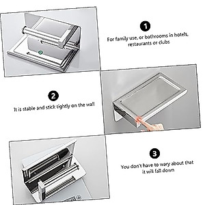 DOITOOL 1pc Paper Towel Holder Toilet Tissue Holder Toilet Stand Stainless Steel Paper Towel Holder Self Adhesive Toilet Paper Dispenser Toilet Tissue Dispenser Holder Shampoo Stand Silver