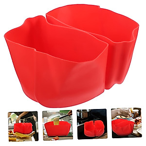 HOMSFOU 3 Sets Saucepan Silicone Lining Red Rice Cooker Silicone Cooking Utensils Silicone Cookware Kitchen Slow Cooker Divider Slow Cooker Pot Liner Multifunction Dividing Line
