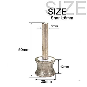 BAINUO 1piece Diamond Grinding Bits 12mm Concave Head Diamond Coated Burr Mounted Point 1/4 Shank Bracelet Ring Jade Carving Accessories or Pet Nail File & Clippers