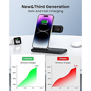 DUMTERR 3 in 1 Wireless Charger for iPhone 15/14/13/12,Wireless Charging Station for Apple Devices, Charging Stand for Apple Watch Series, for AirPods
