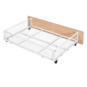 BIADNBZ Full Over Twin & Twin Triple Bunk Bed with Two Drawers, Metal 3 in 1 Bedframe with Guardrails, L-Shaped, for Kids Teens Adults Bedroom, White
