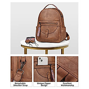 FADEON Mini Backpack Purse for Women, Designer Leather Cute Roomly Small Backpacks, Ladies Shoulder Backpack Fashion Handbag