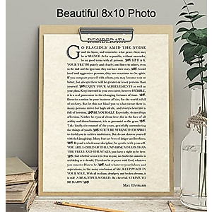 Desiderata Poem Wall Art Print - Max Erhman - Unframed Typography - Makes a Great Gift for Home Decor - Inspirational and Motivational - Ready to Frame (8x10) Photo