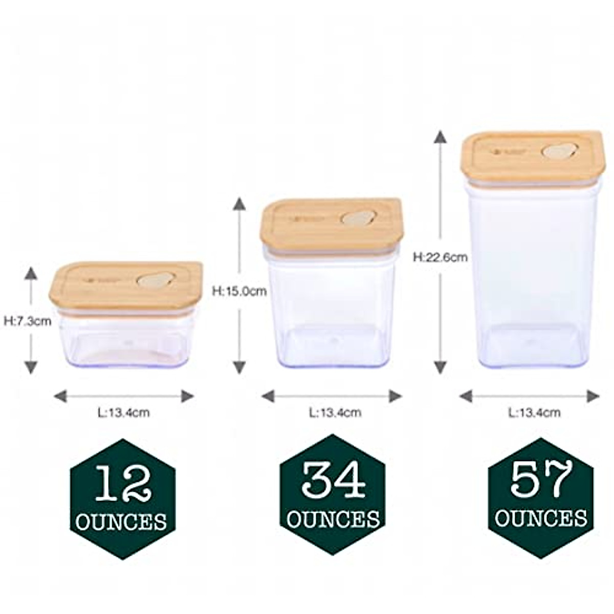 Red Panda Bamboo Plastic BPA free food storage containers with airtight bamboo lids, 3 piece set, meal prep containers