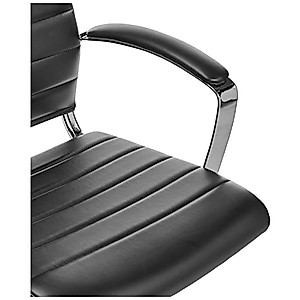 Amazon Basics High-Back Executive Swivel Office Desk Chair with Ribbed Puresoft Upholstery, Lumbar Support, Modern Style, 23.9"D x 24.69"W x 41.5"H, Black