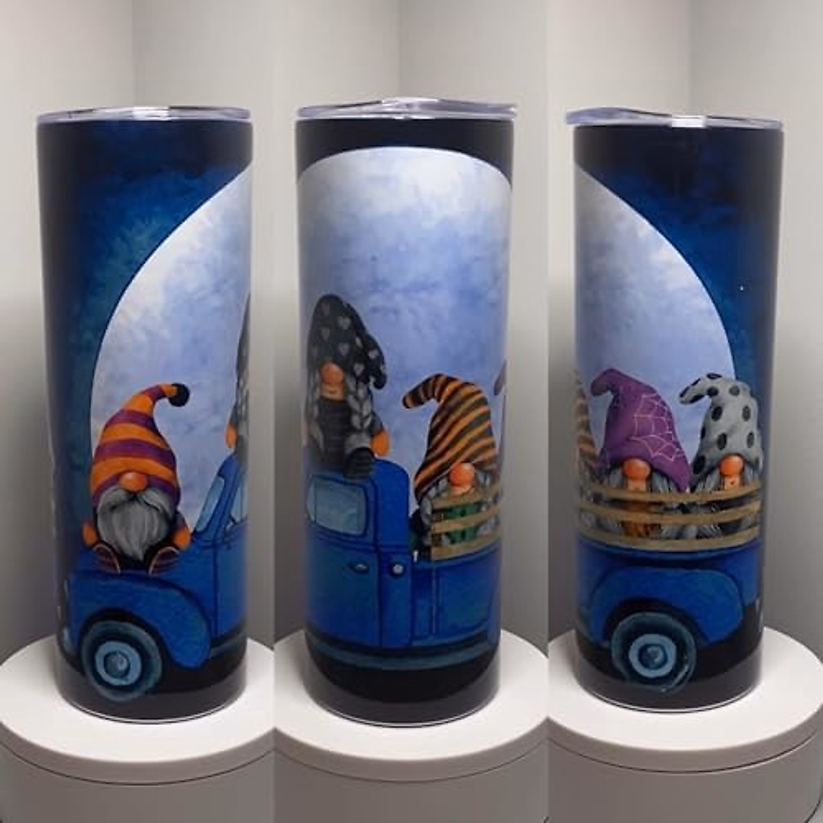 Truck of Gnomes Skinny Tumbler, Straight Skinny Water Bottle Pumpkin Gnome Travel Coffee Mug Insulated Tumblers Cups, Gifts for Women Christmas Birthday (30 oz)