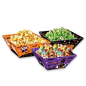 Cabilock 12pcs Halloween Paper Food Trays Paper Serving Bowls Snack Candy Tray Paper Food Serving Tray Paper Container Snack Packing Box for Hot Dogs Tacos Fries Nachos