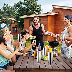 Potchen 16 Pcs 20 oz Stainless Steel Tumbler Bulk with Lids, Double Layered Vacuum Coffee Tumbler Cup Insulated Coated Travel Mug Tumblers for Coffee, Beverages, Hot Cold Drinks(20 oz)