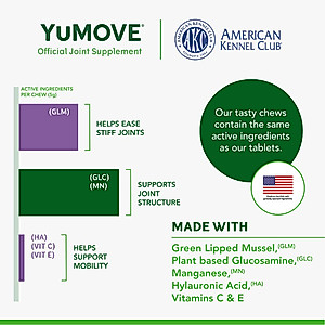 Lintbells YuMOVE Joint Supplement Dog Chews - Contains Glucosamine, Green Lipped Mussel - Natural Relief from Hip Ache, Stiff Joints - 1 Month’s Supply (Small & Medium)