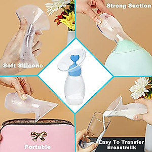 Elate Manual Breast Pump for Breastfeeding | Silicone Milk Collector with Leak-Proof Stopper for Nursing Moms | Enhance Milk Production | BPA Free FSA HSA Eligible – 4oz Blue