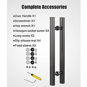 SXTBWFY Black Modern Barn Door Handles, Steel Double Side Push Pull Door Handle for Glass Door/Wood Door/Interior Sliding Door/Home/Office, Square Tube (Size : 50cm)