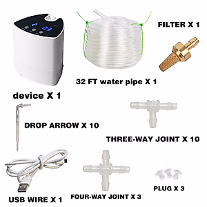 Hourleey Automatic Watering System Drip Irrigation Kit, Self Watering System with 30-Day Adjustalbe Programmable Water Timer USB Power Supply, Micro Vacation Watering Device for Indoor Potted Plants