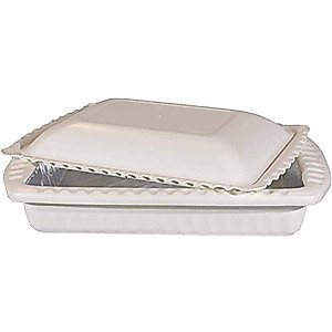 Foil Decor Foil Pan Holder with Lid, 9x13x2 Foil Pan Carrier w/Heat Resistant Handles, Foil Pan Supporter w/Lid, Includes 1 Foil Pan, Made in the USA Travel Serving Dish - White