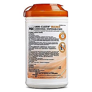 PDI Healthcare P25784 Sani-Cloth Bleach Germicidal Disposable Wipe, X-Large, 7-1/2" x 15" Size, Pack of 65
