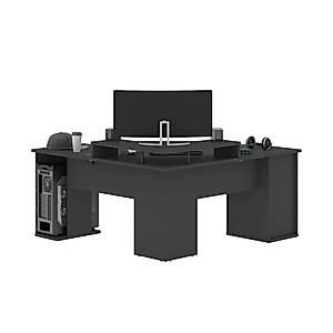 Bestar Hampton L-Shaped Corner Gaming Desk, 66W, Graphite