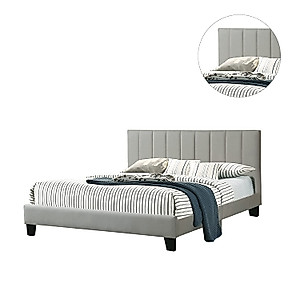 Grey Polyfiber Upholstered Cal. King Size Bed