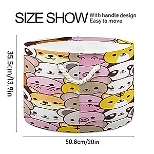 Kigai Cotton Rope Basket Cute Bears Large Storage Basket for Toys Blanket Baby Laundry Basket for Nursery, Closet, Bedroom, Home Organization