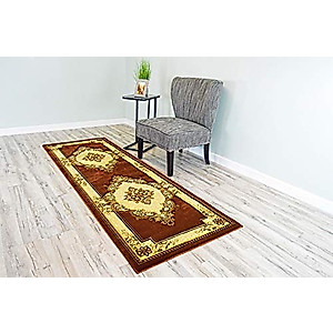 PlanetRugs Glamour Design 206 3D Hand Carved Traditional Rug Oriental Floral 7'9''x10'8'' Brown Chocolate