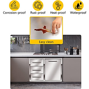 Outafurnia Outdoor Kitchen Drawer Combo 28" W x 19.6“D x 20.1" H,Access Trash Drawer Combo with Stainless Steel Handles Outdoor Kitchen Triple Drawer for BBQ Island,Grilling Station