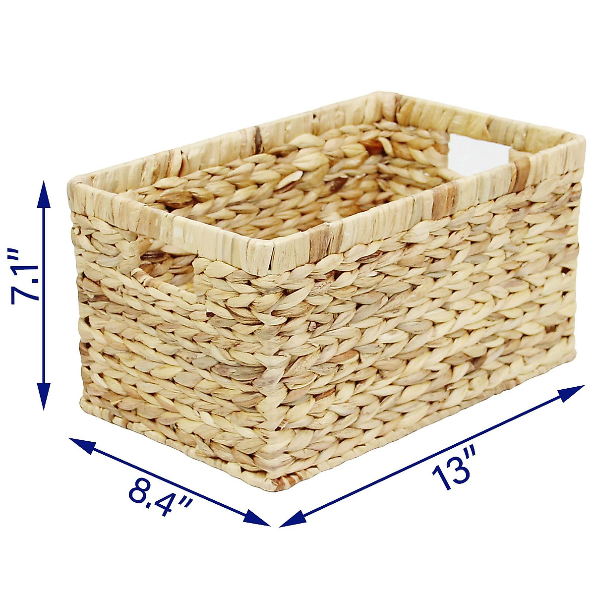 Casaphoria large Square Irregular Hyacinth Storage Baskets Natural Hand Woven Water Hyacinth Basket Durable Trapezoid Sundries Baskets with Built-in Wooden Handles Funnel Basket，2-Pack